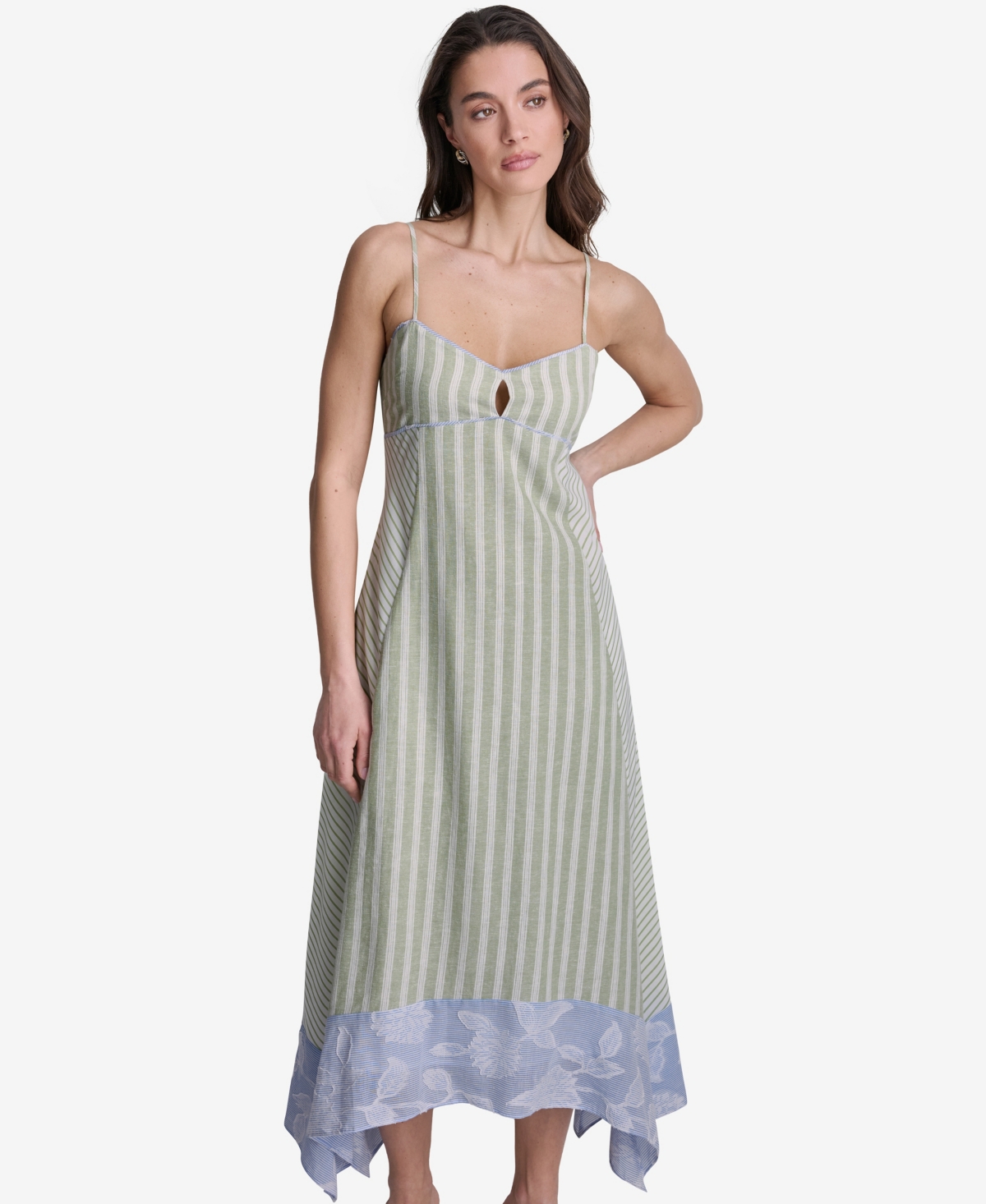 Click here for Bcbg Womens Striped High-Low Midi Dress - White prices