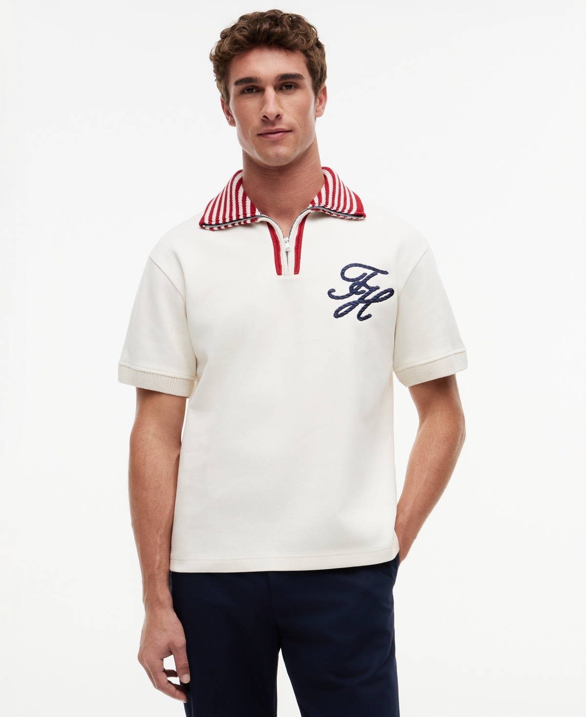 Click here for Tommy Hilfiger Mens Regular-Fit Zip Polo Shirt - I... prices