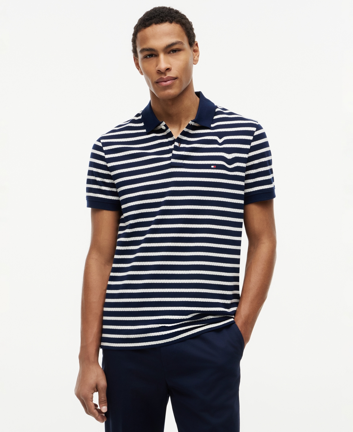 Click here for Tommy Hilfiger Mens Stripe Regular-Fit Polo Shirt... prices