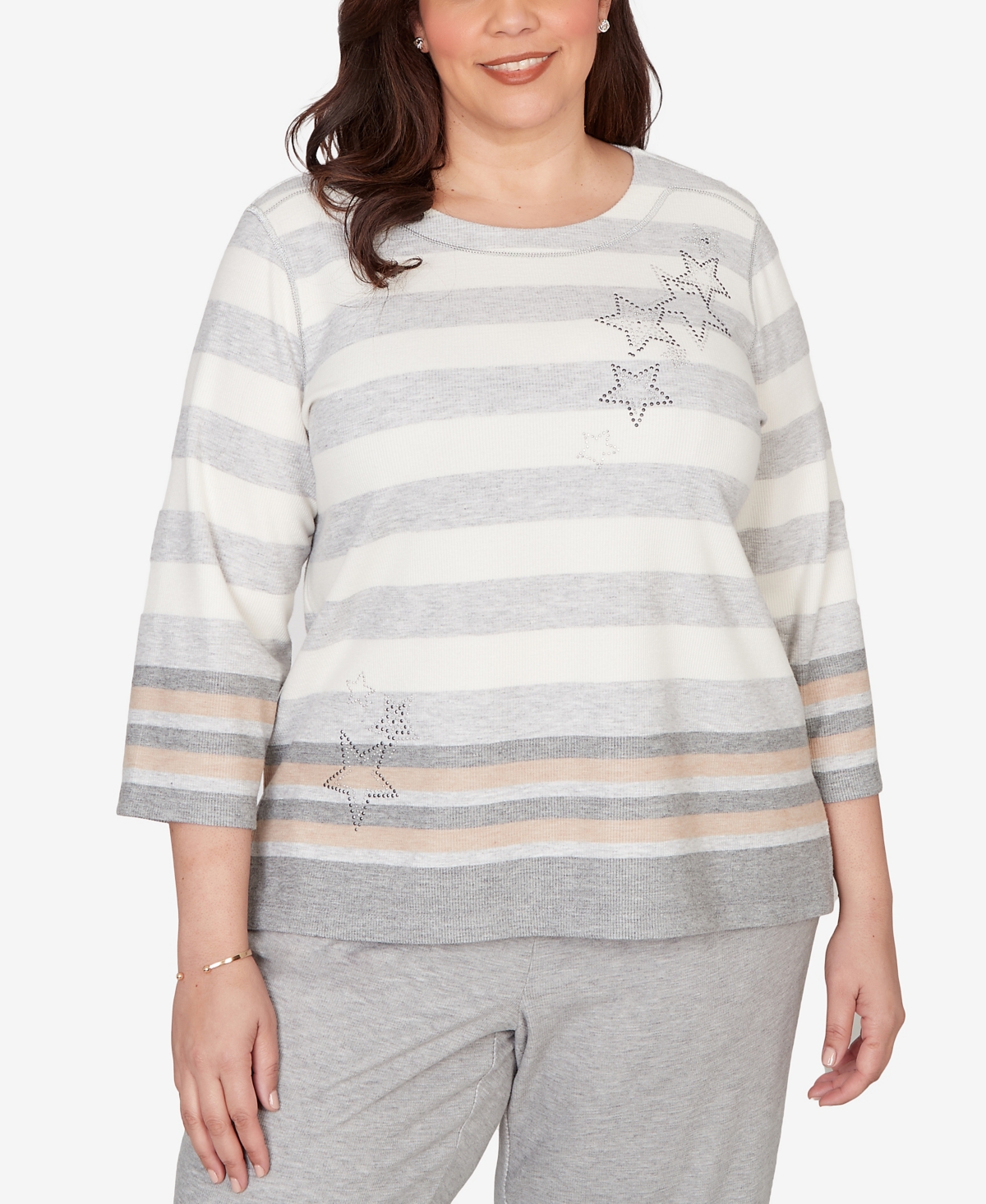 Click here for Alfred Dunner Plus Size Comfort & Joy Star Stripe... prices
