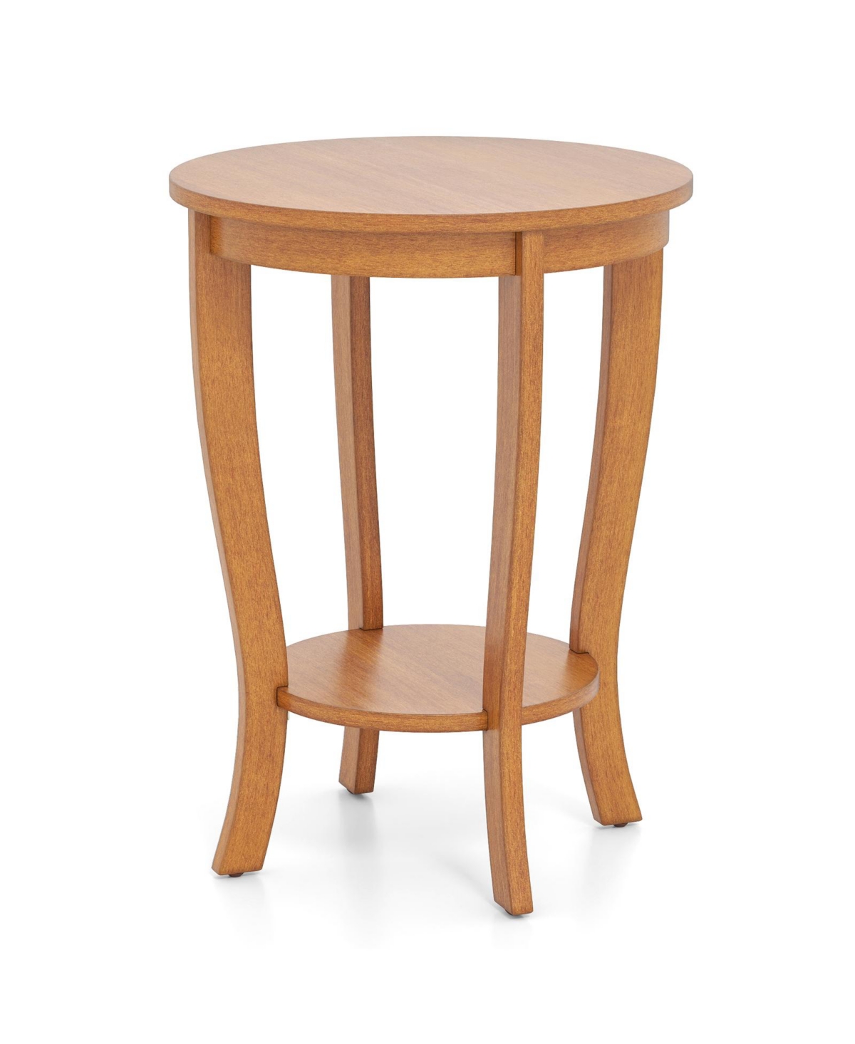 Click here for sumyeg 2-tier Round End Table with Solid Wood Legs... prices