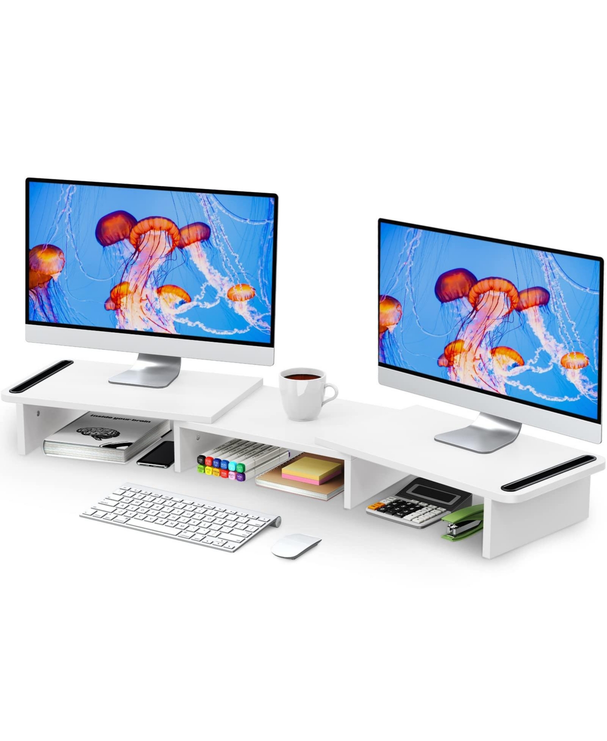 Click here for Gnuadz Dual Monitor Stand Riser Adjustable Wood de... prices