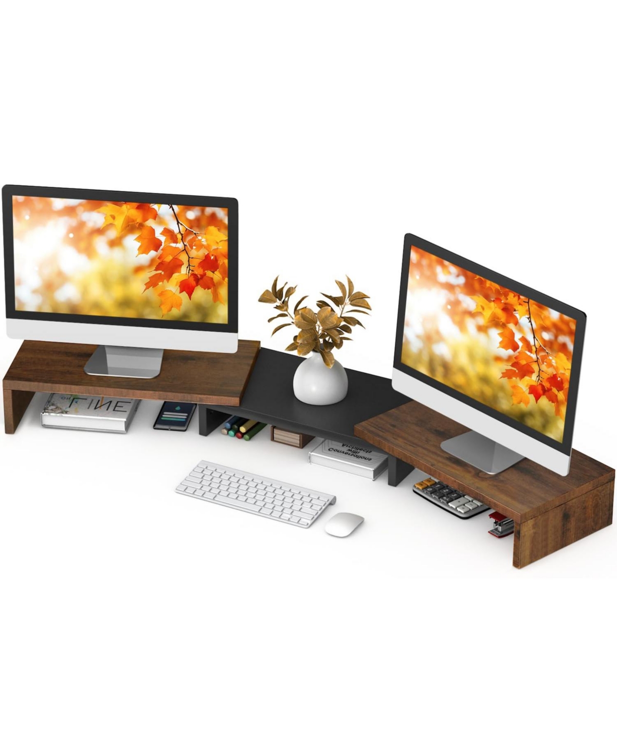 Click here for Gnuadz Dual Monitor Stand Riser Adjustable 3 Shelf... prices