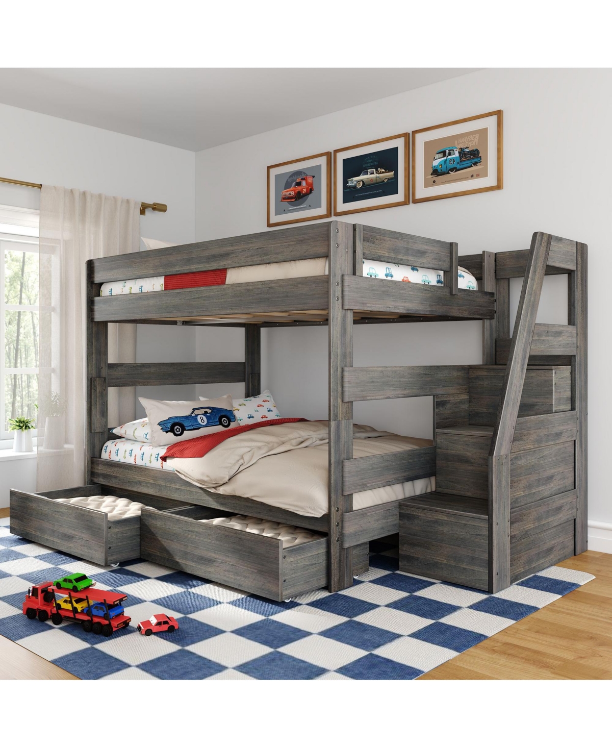 Click here for Max and Lily Modern Farmhouse Queen Over Bunk Bed... prices
