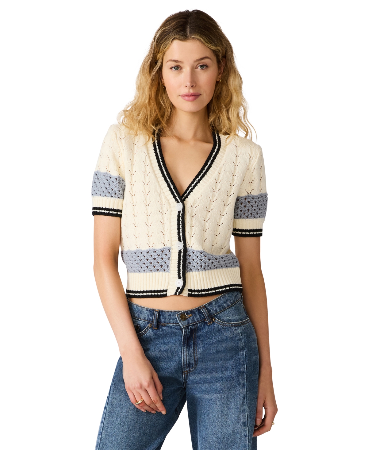 Click here for Steve Madden Womens Fiona V-Neck Cardigan - Eggshe... prices