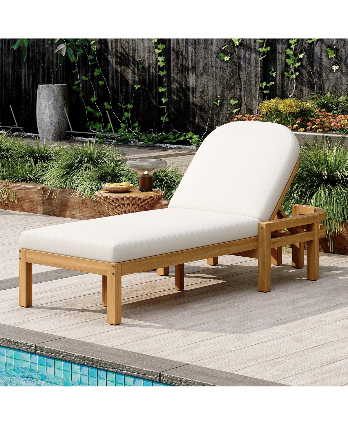 Click here for Rainsken Outdoor Chaise Lounge  Acacia Wood Patio... prices