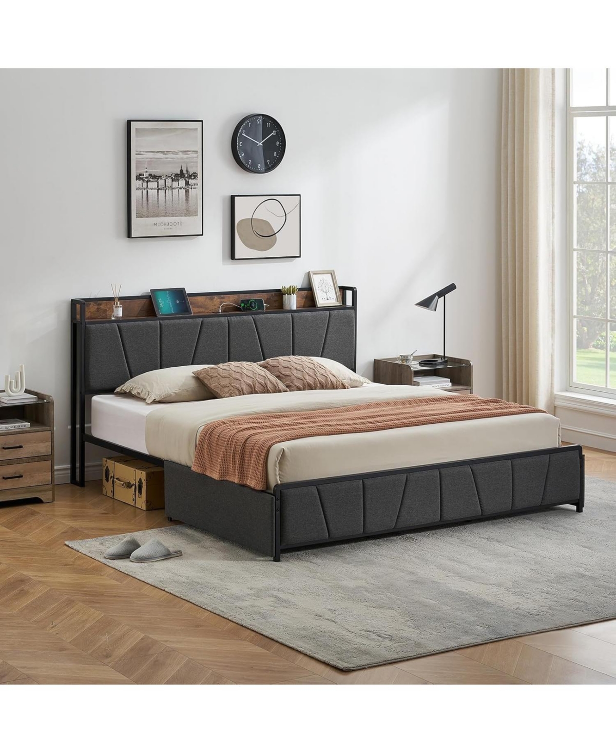 Click here for gaomonBed Frame with 2 Storage Drawers & Charging... prices