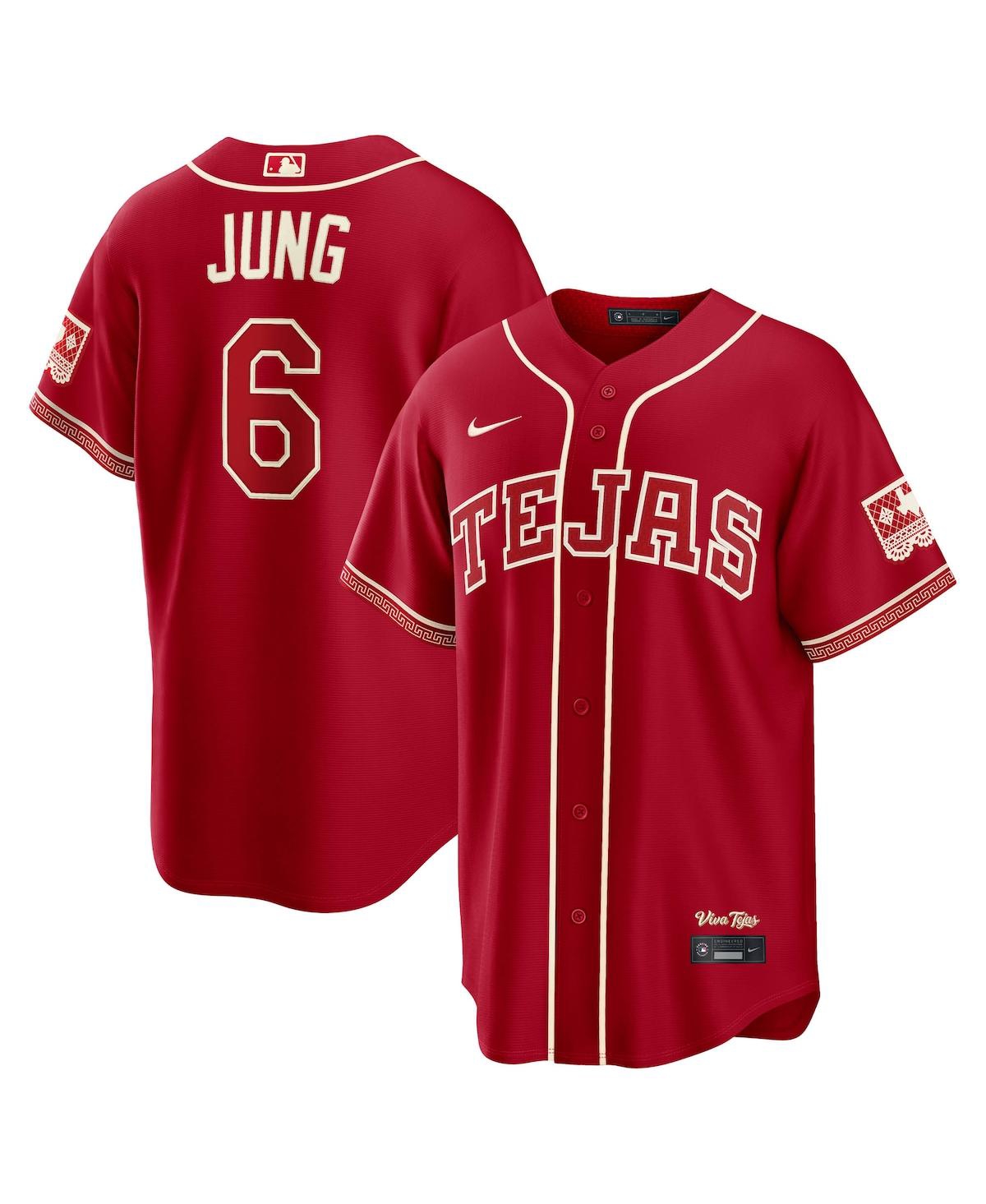 Click here for Nike Mens Josh Jung Red Texas Rangers 2026 City Co... prices