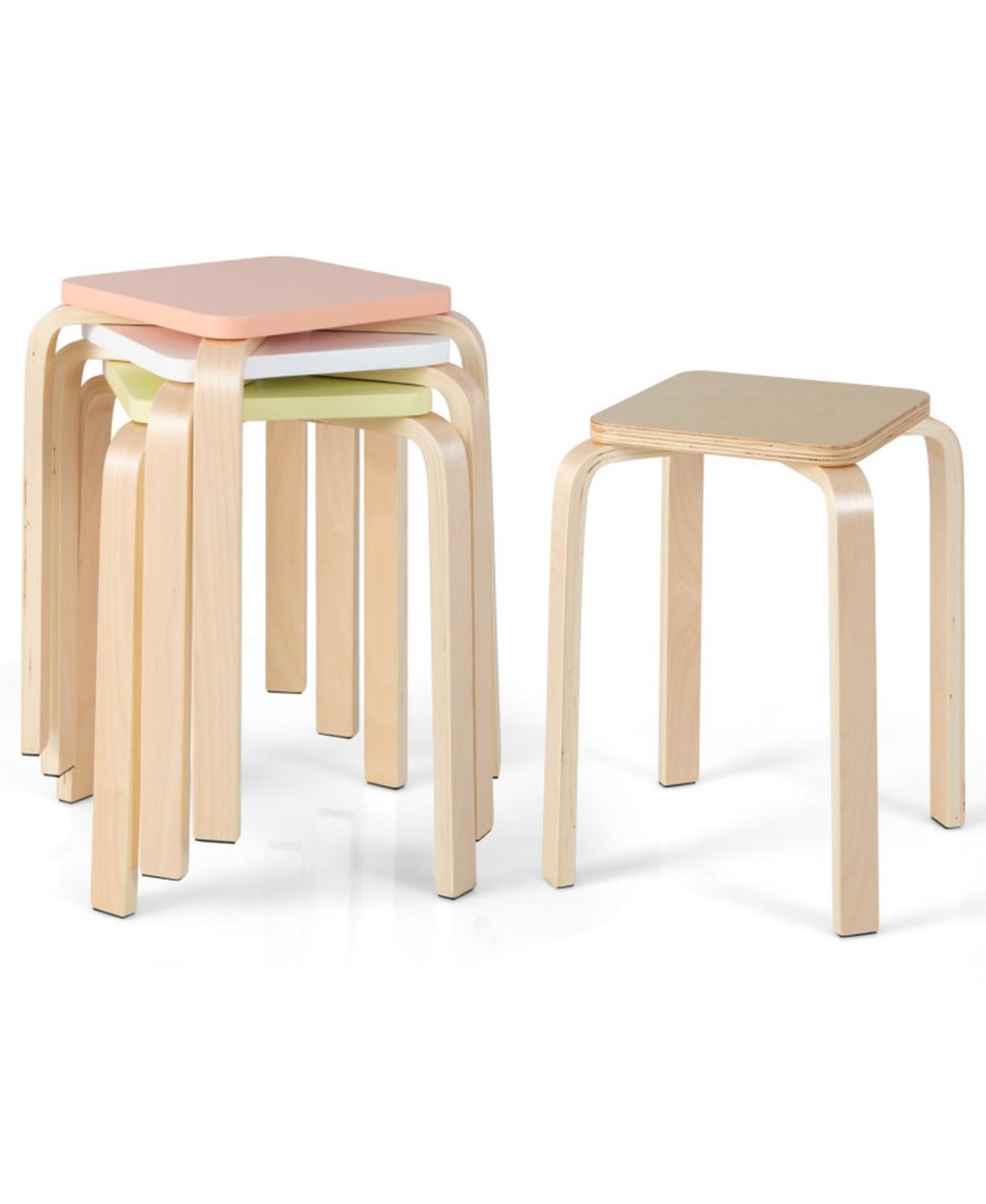 Click here for Gouun Set of 4 Colorful Square Wooden Stools with... prices