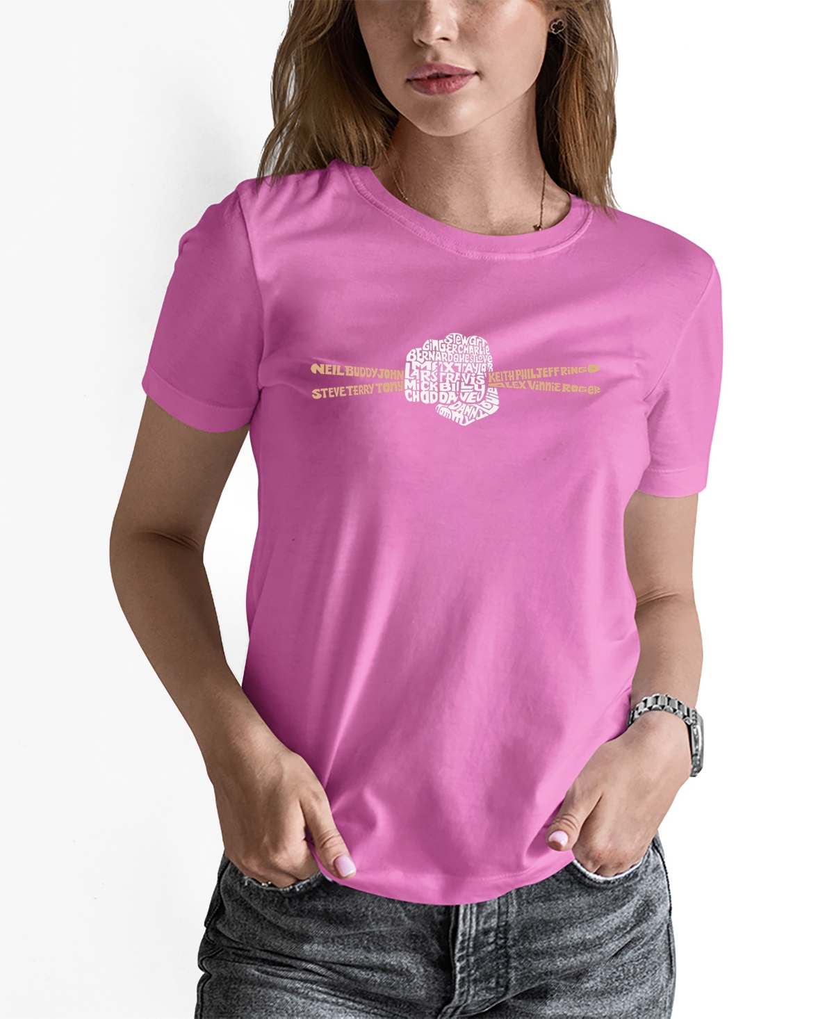 Click here for La Pop Art Womens Drum Sticks Word Art Pullover To... prices