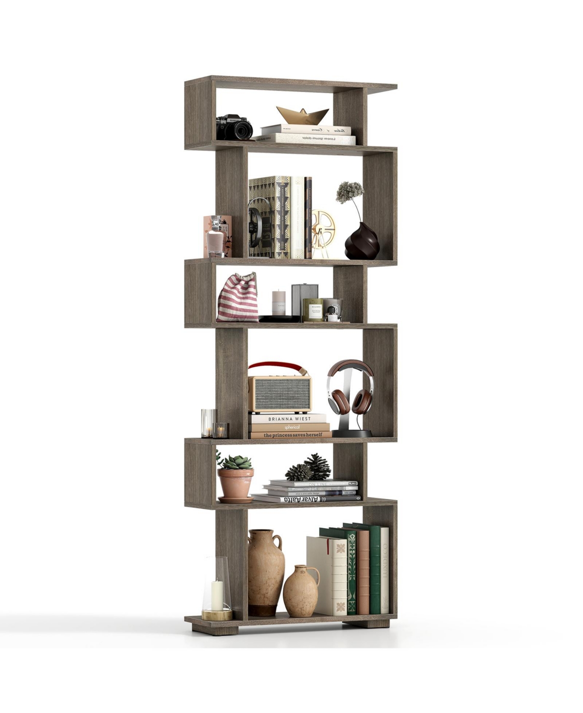 Click here for Gouun 6-Tier Geometric Bookshelf with Anti-Tipping... prices
