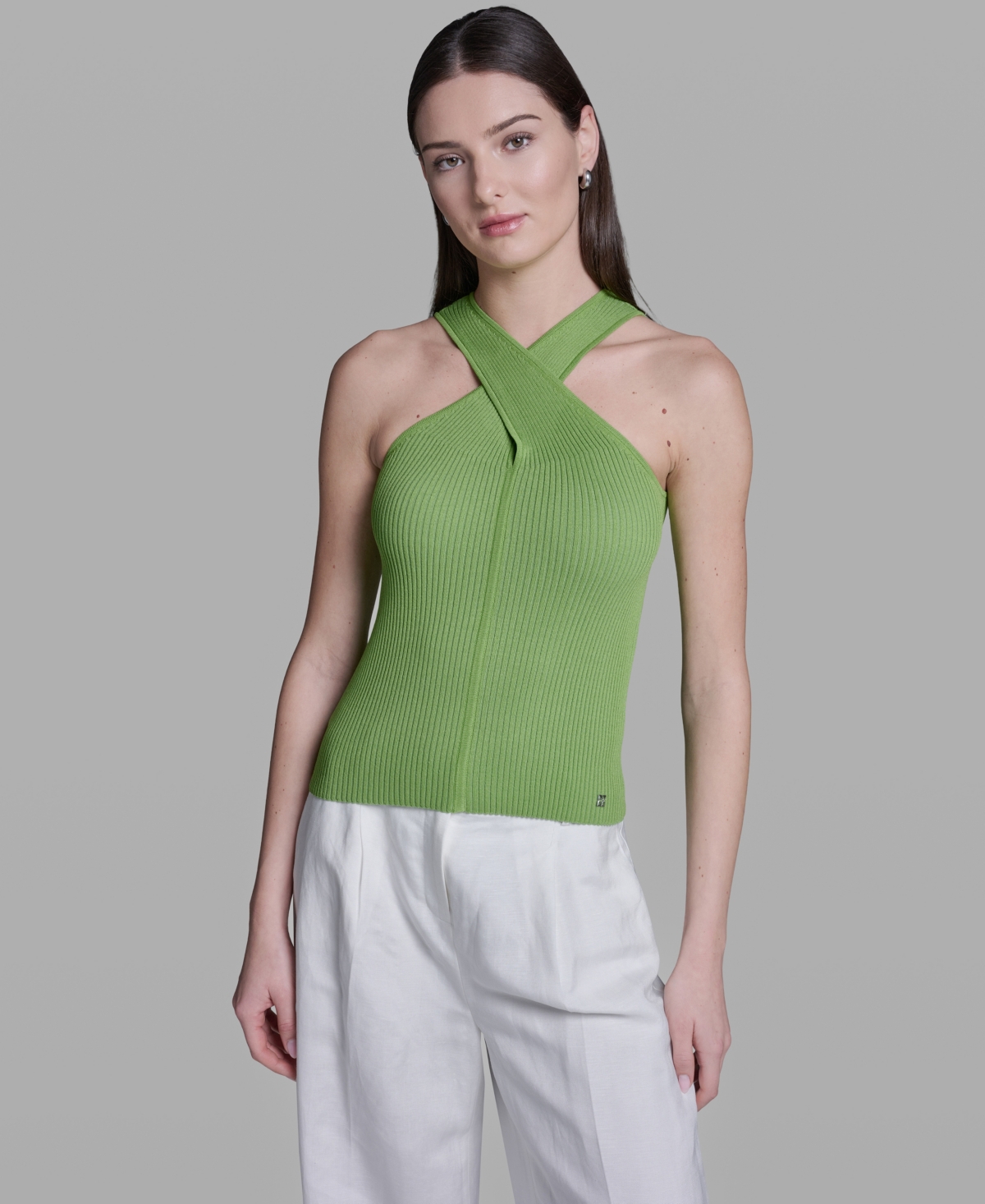 Click here for Bcbg Womens Halter Neck Sleeveless Tank Top - Citr... prices