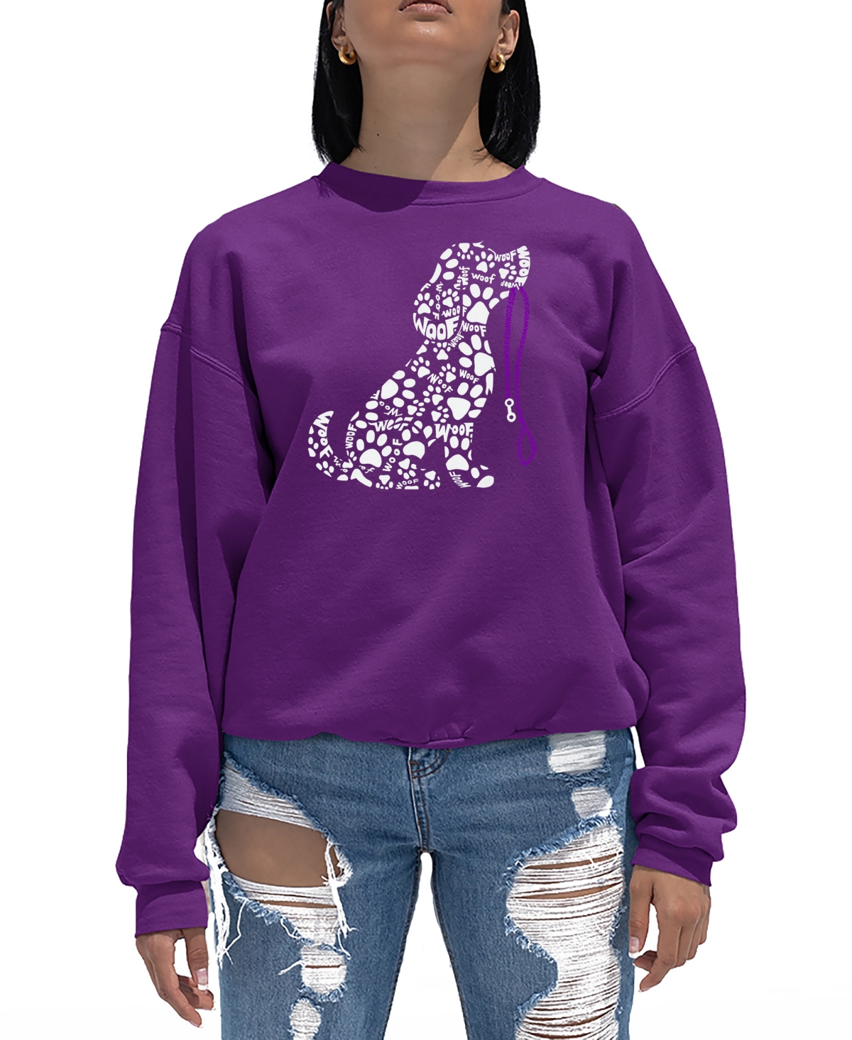 Click here for La Pop Art Womens Dog Leash Word Art Crewneck Swea... prices