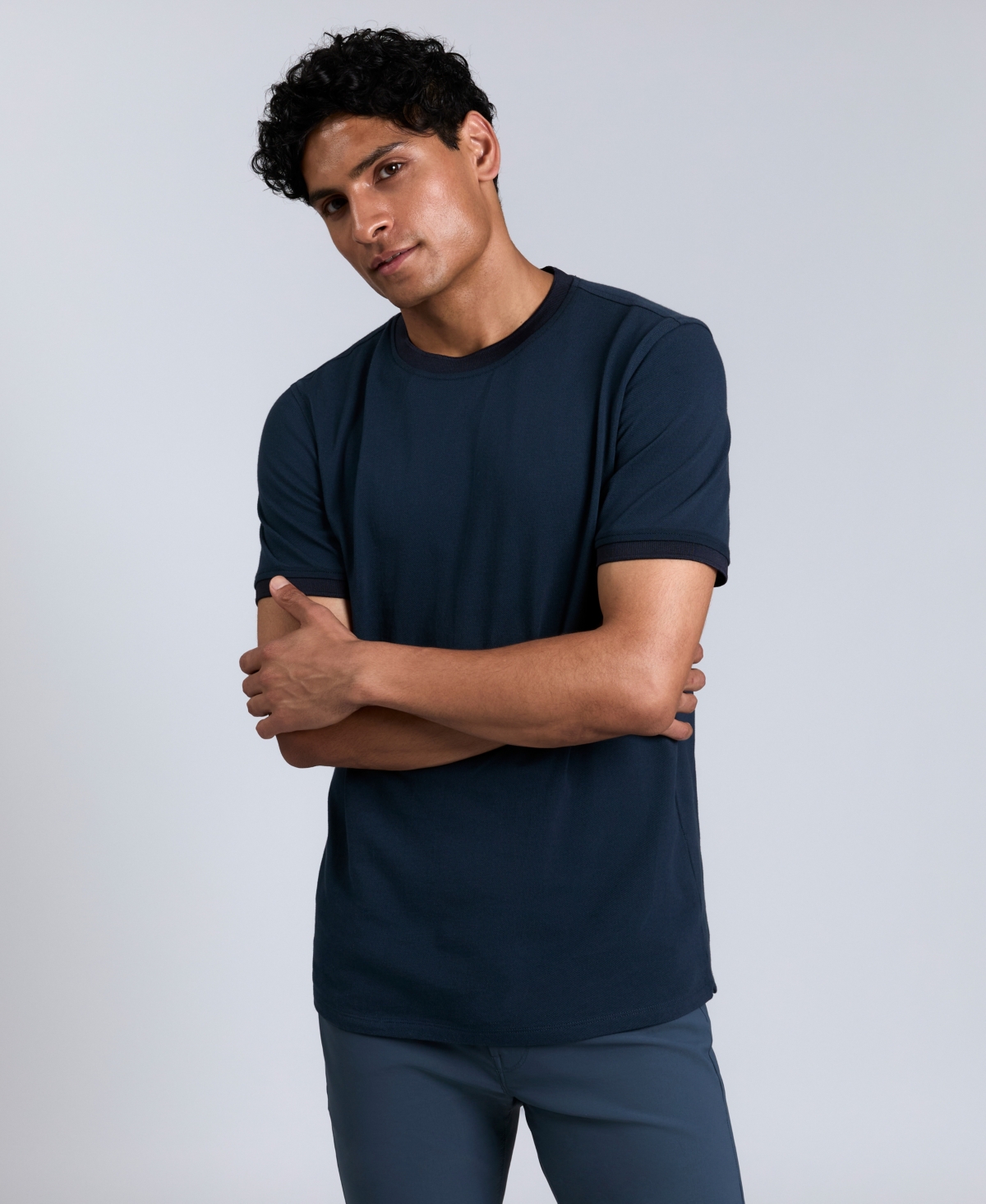 Click here for Kenneth Cole Mens Ribbed Crewneck Cotton T-Shirt -... prices