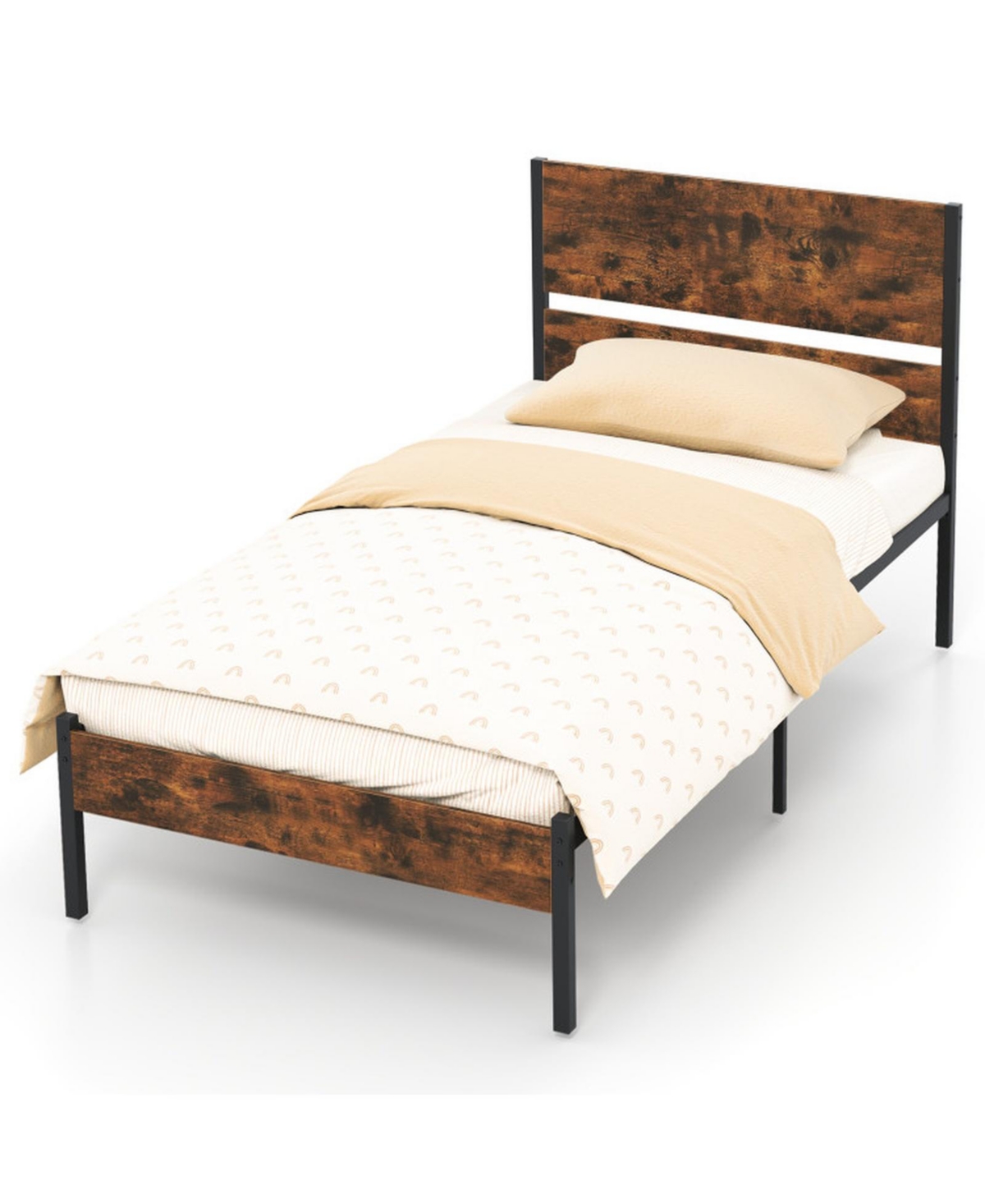 Click here for Gouun Twin Metal and Wood Platform Bed Frame with... prices