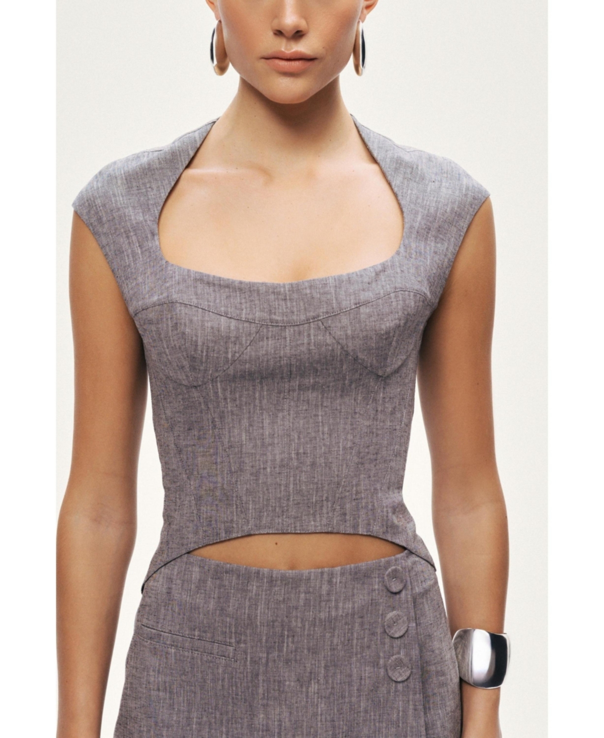 Click here for Nocturne Womens Open-Back Tailored Top - Grey prices