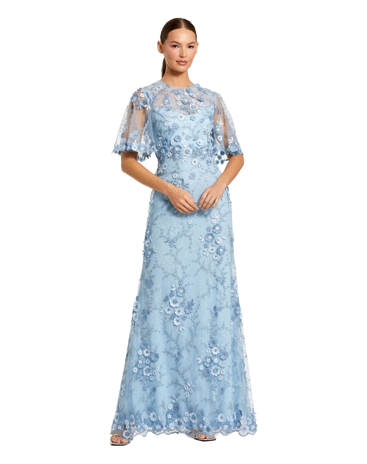 Click here for Mac Duggal Petite womens Flutter Sleeve Floral Emb... prices