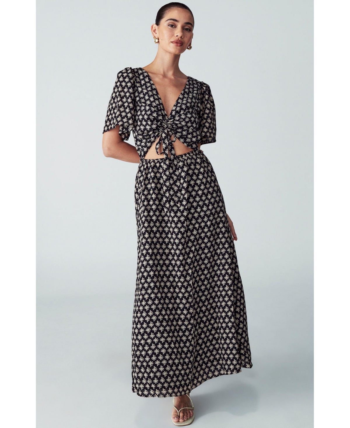 Click here for St Mrlo Womens Bobbie Midi Dress - Black geo prices