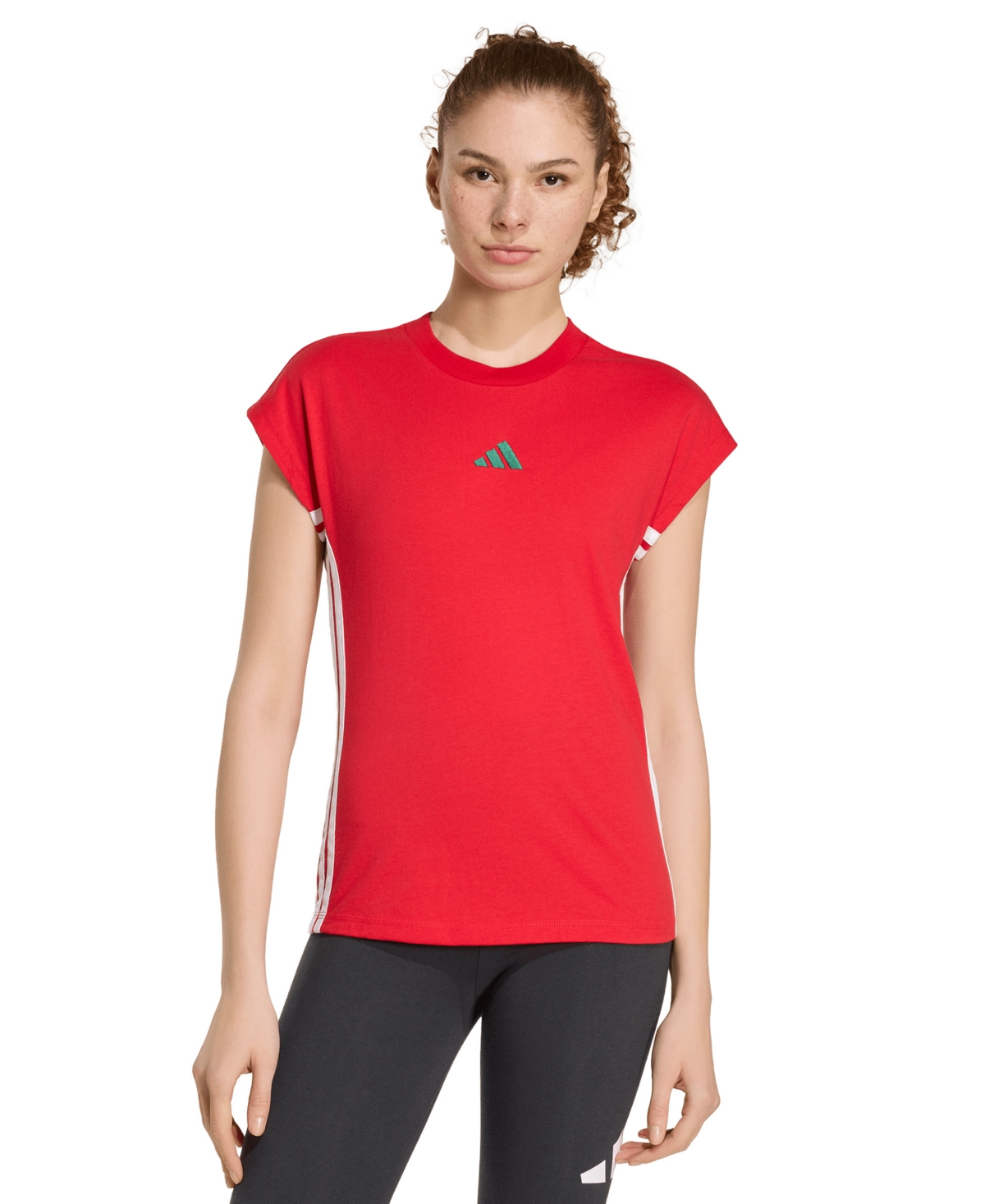 Click here for adidas Womens 3-Stripes Single Jersey - Red prices