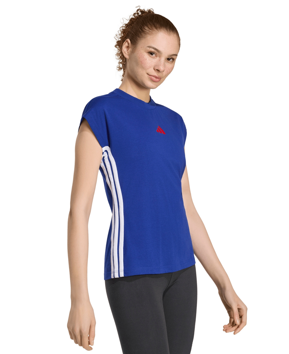 Click here for adidas Womens 3-Stripes Single Jersey - Blue prices