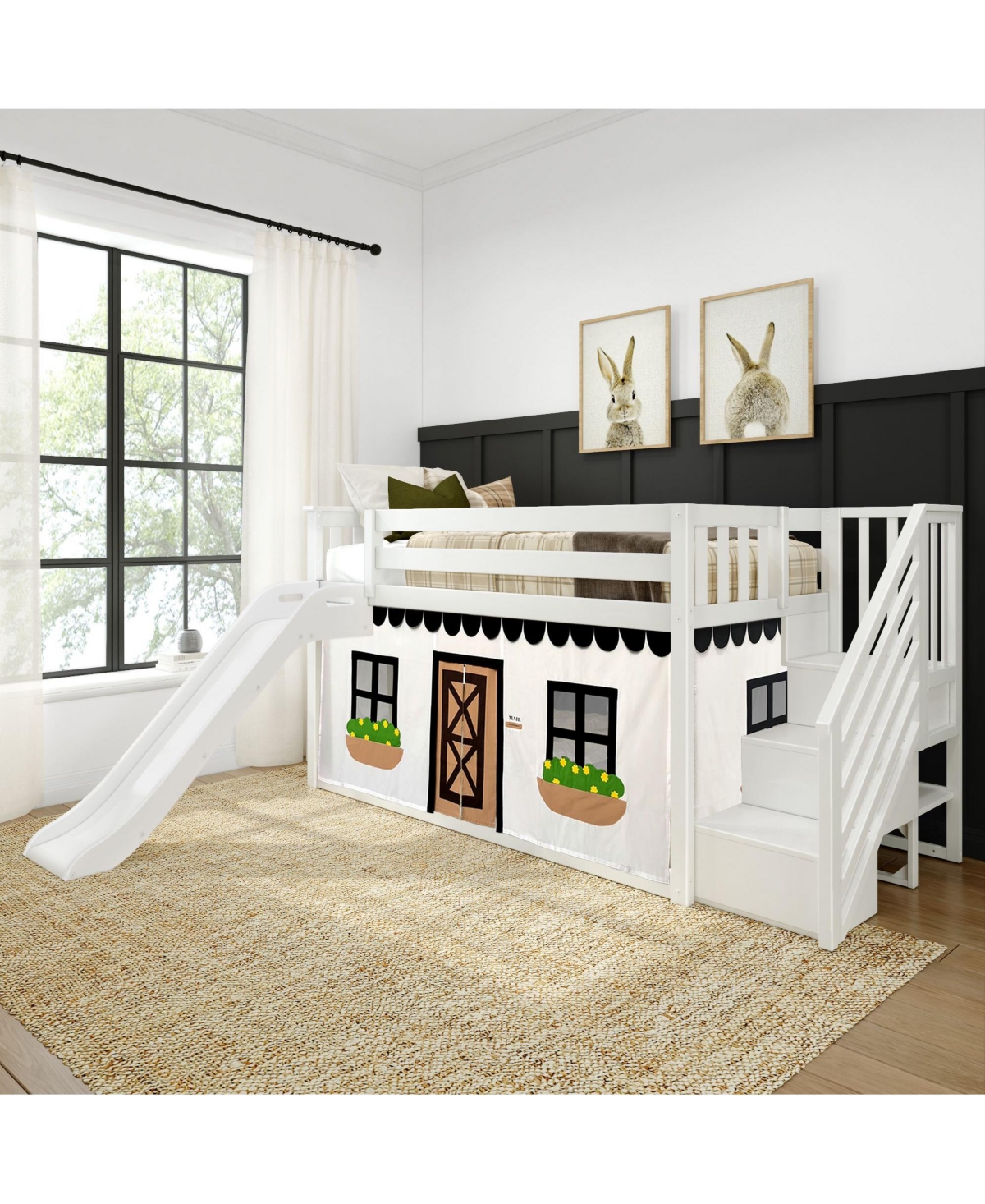 Click here for Max & Lily Low Twin over Twin Bunk With Stairs  Ea... prices