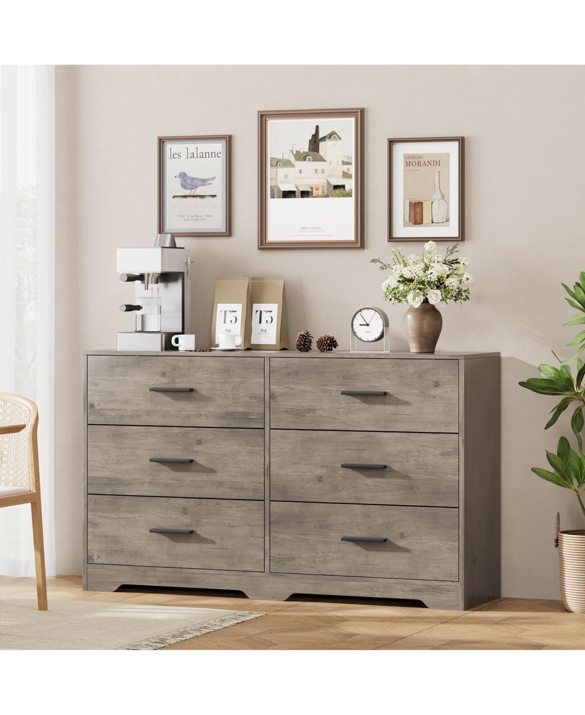 Click here for gaomon Bedroom 6 Drawer Double Dresser  Wood Look... prices
