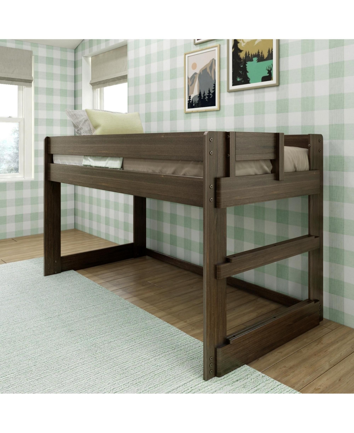 Click here for Max & Lily Farmhouse Twin Low Loft Bed Frame - Bar... prices
