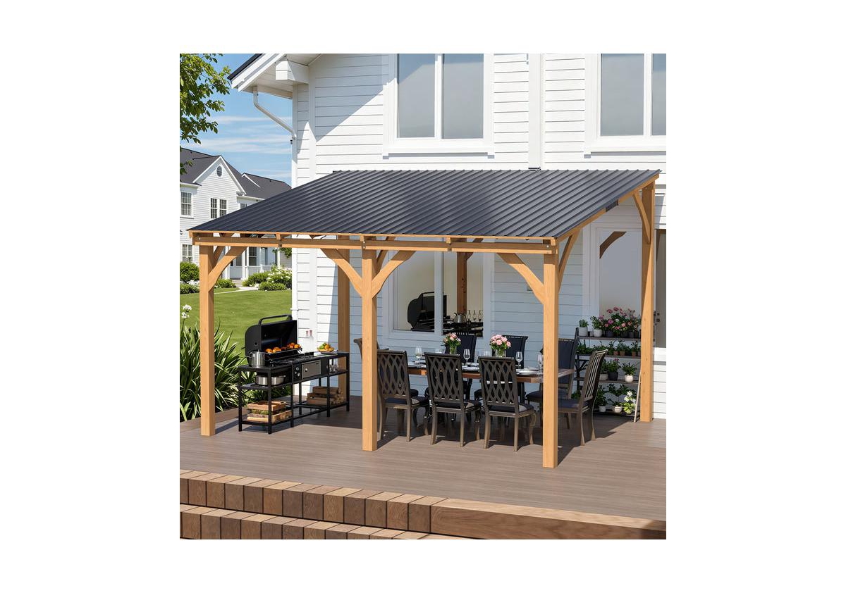 Click here for Aecojoy 12 x 10 Outdoor Wooden Gazebo  Patio Lean... prices