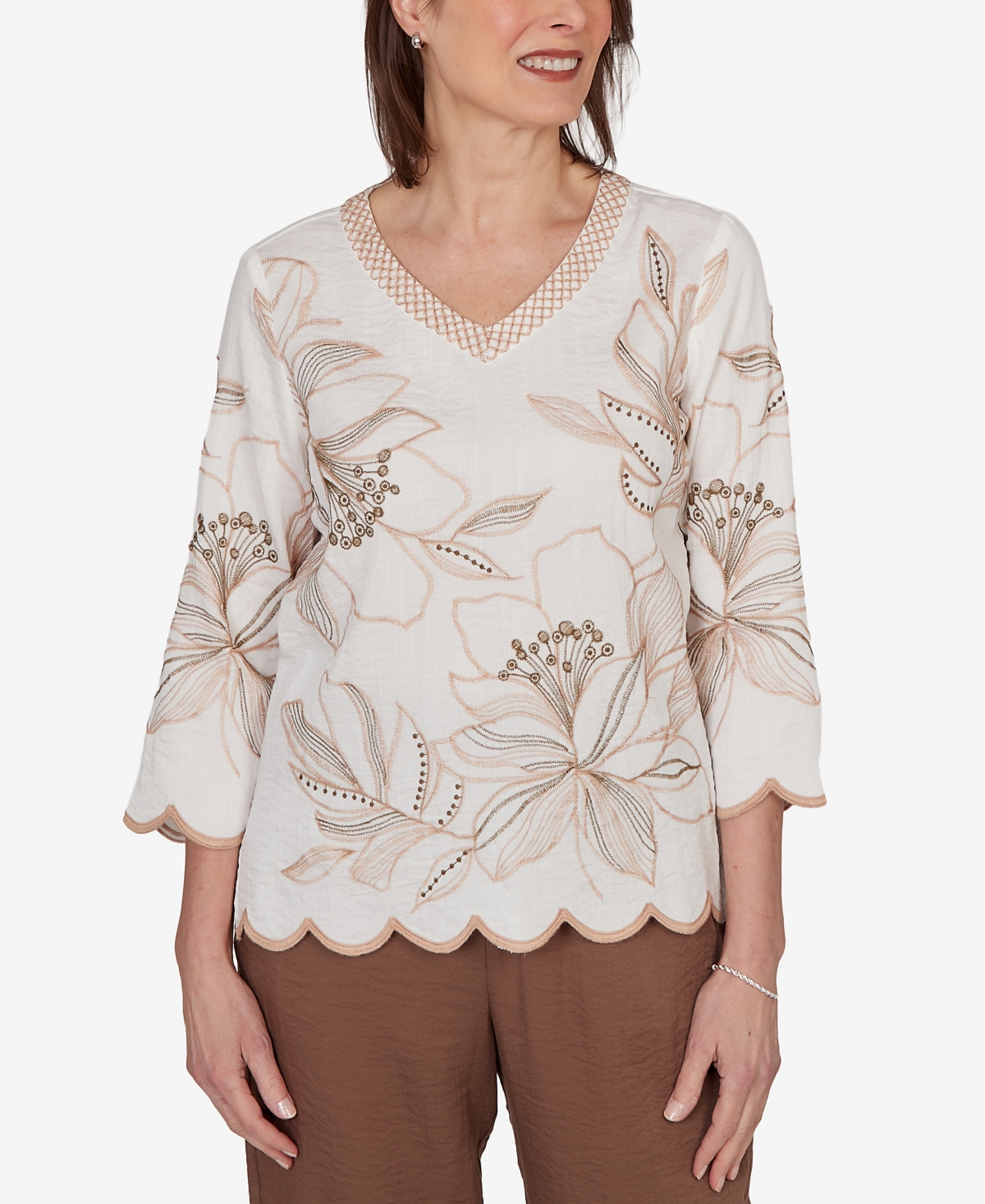 Click here for Alfred Dunner Petite Spice Market Embroidered Flor... prices