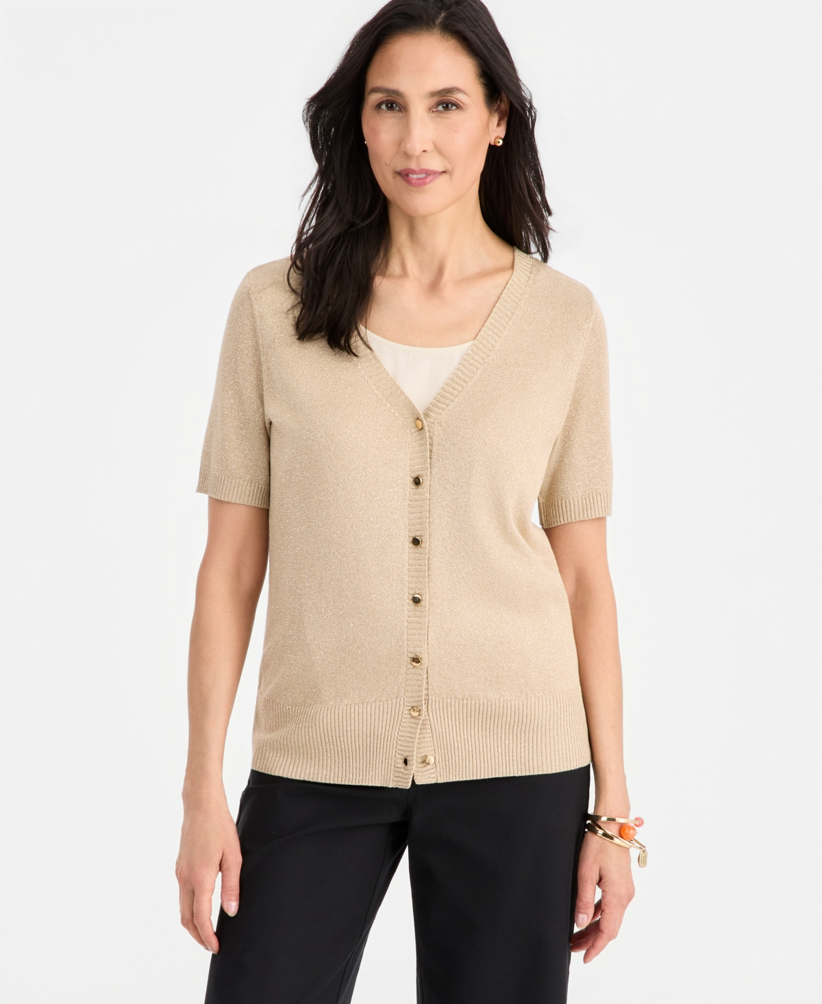 Click here for Jm Collection Womens Short-Sleeve V-Neck Cardigan... prices