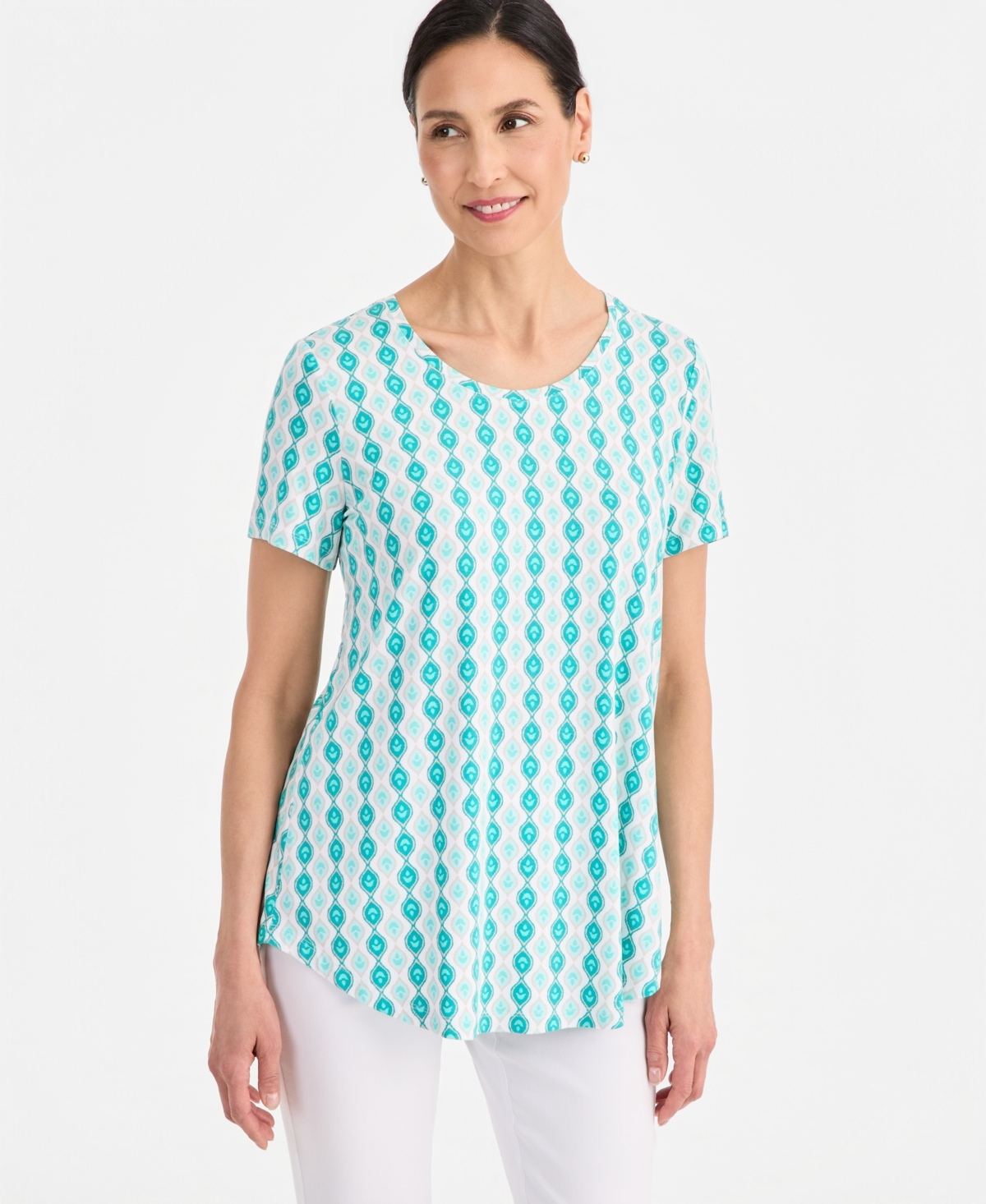 Click here for Jm Collection Petite Bella Tile Scoop Neck Top  Ma... prices