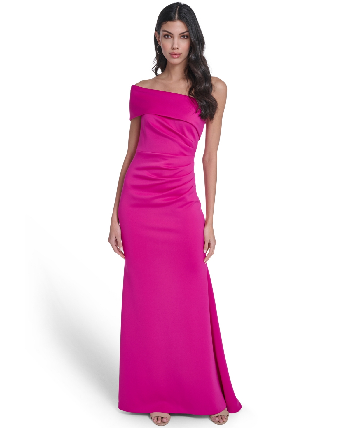 Click here for Eliza J Womens Asymmetric-Neck Side-Pleat Scuba Go... prices