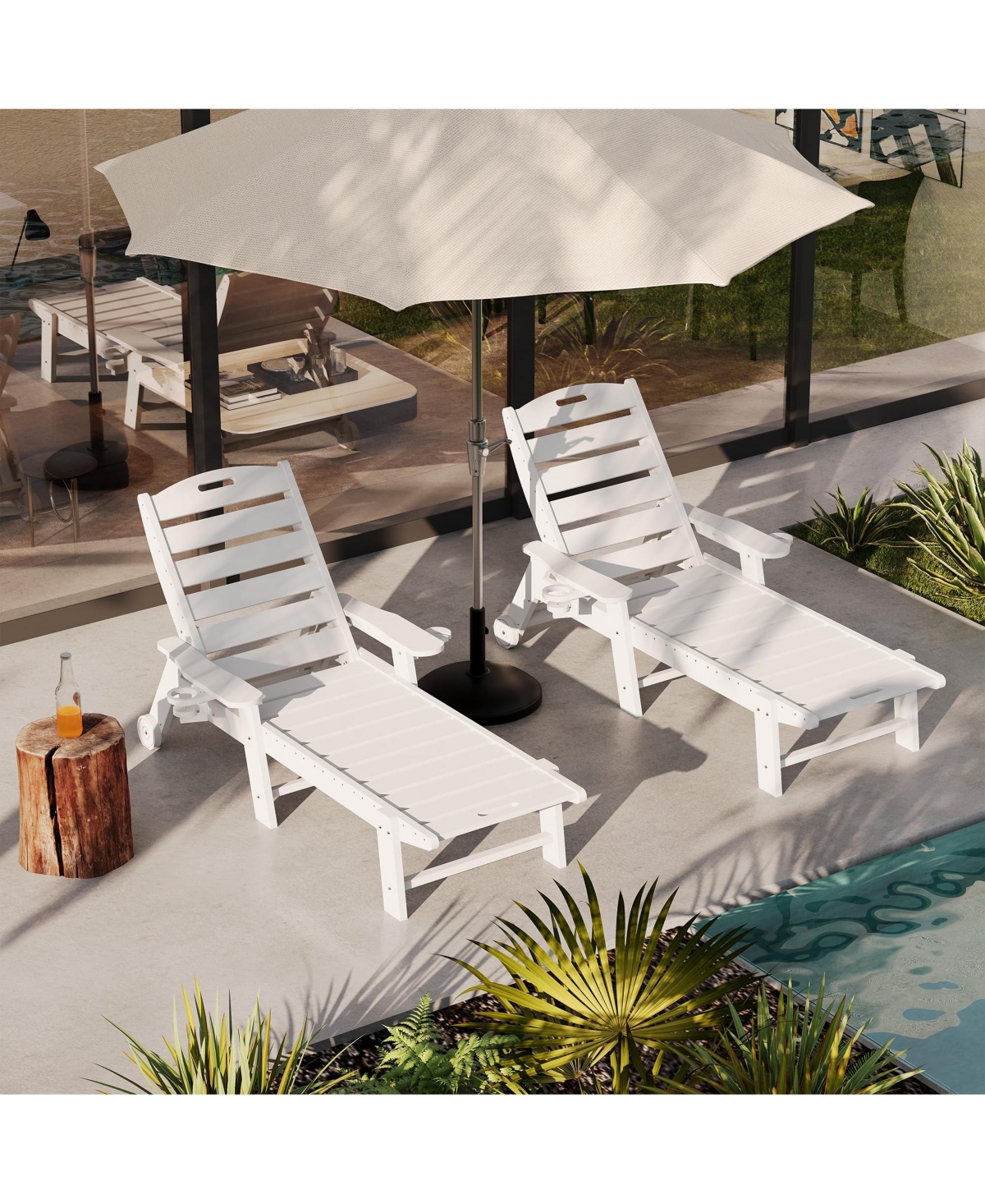Click here for Homfan Hdpe 5-Position Outdoor Chaise Lounge with... prices