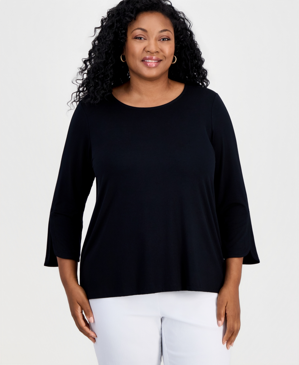 Click here for Jm Collection Plus Size Scoop-Neck 3/4-Sleeve Top... prices