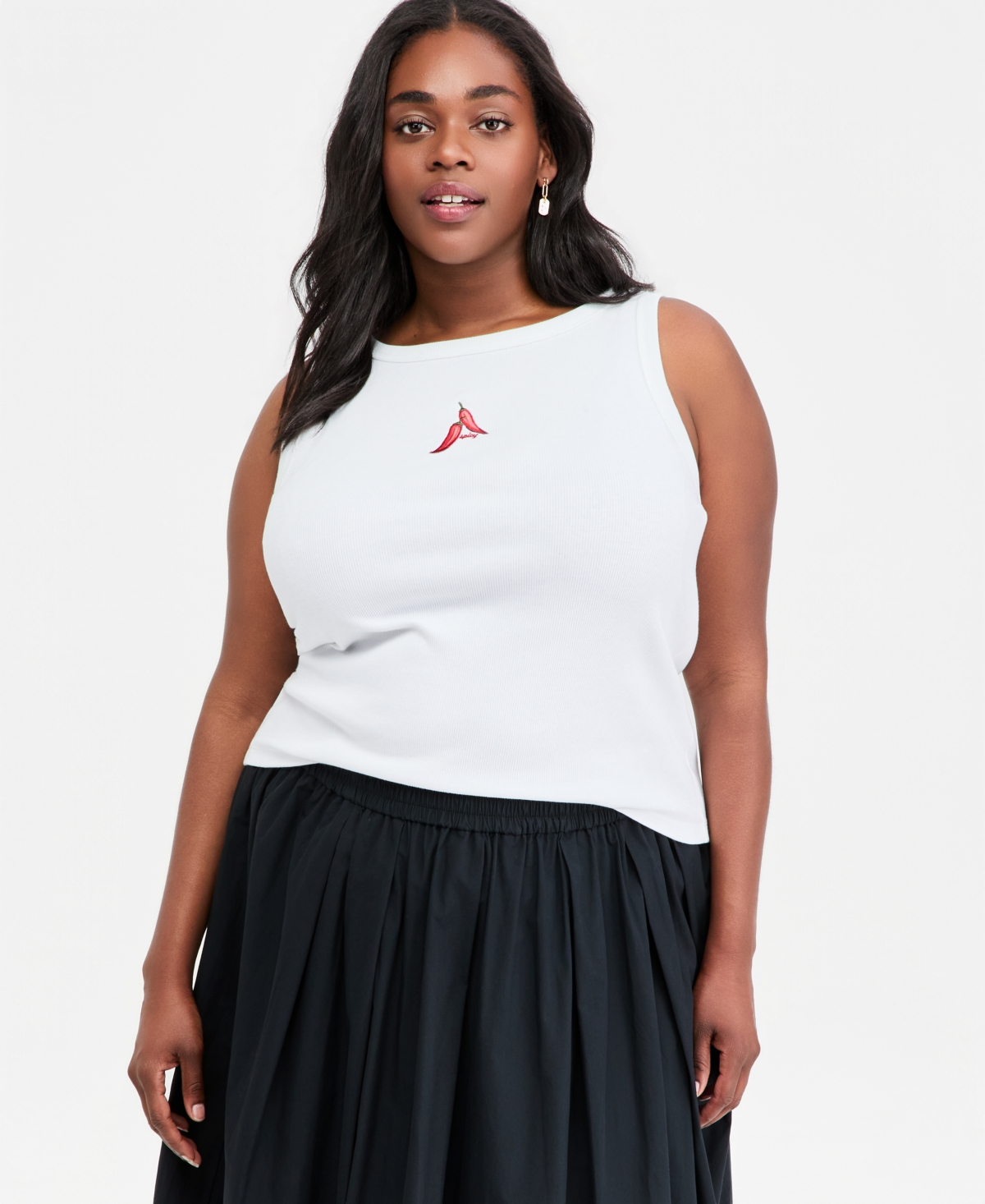 Click here for On 34th Trendy Plus Size Pepper-Embroidered Tank T... prices