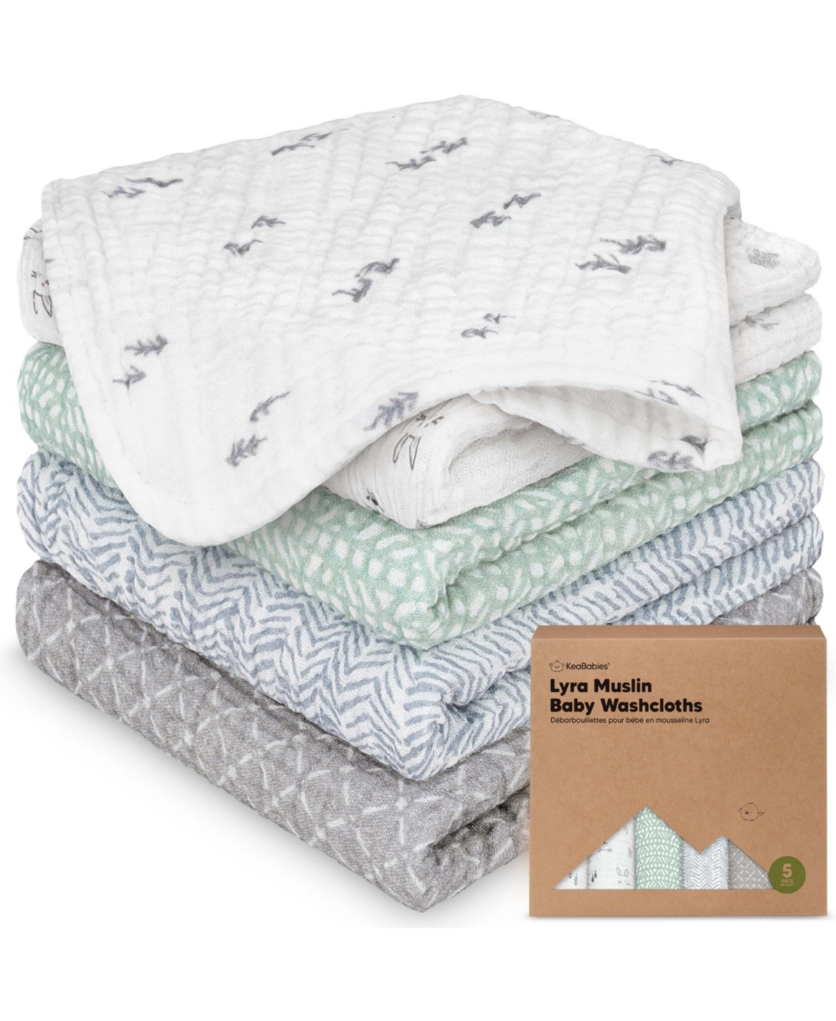 Click here for KeaBabies 5-Pack Lyra Muslin Baby Washcloths  Larg... prices