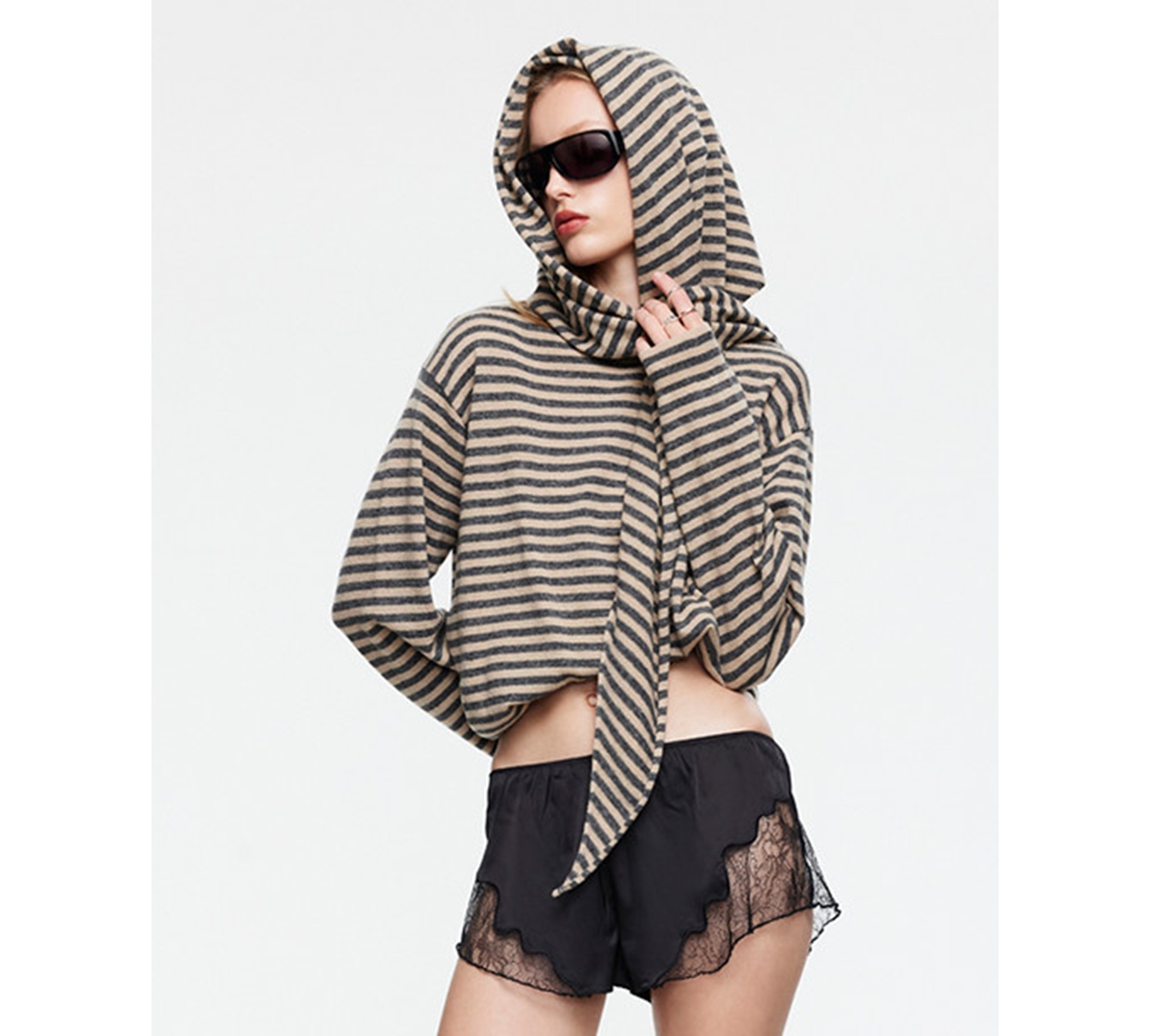 Click here for Lioness Womens Striped Long-Sleeve Top - Slate Str... prices