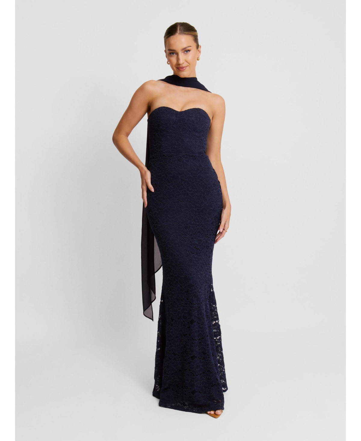 Click here for Six Stories Womens Lace Corset Maxi Dress With Nec... prices