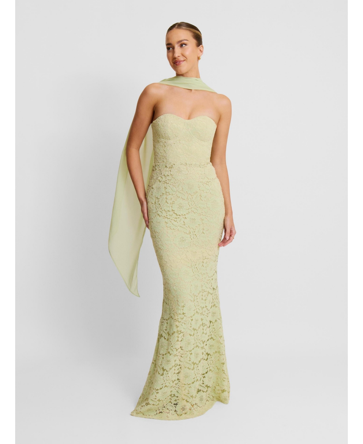 Click here for Six Stories Womens Lace Corset Maxi Dress With Nec... prices