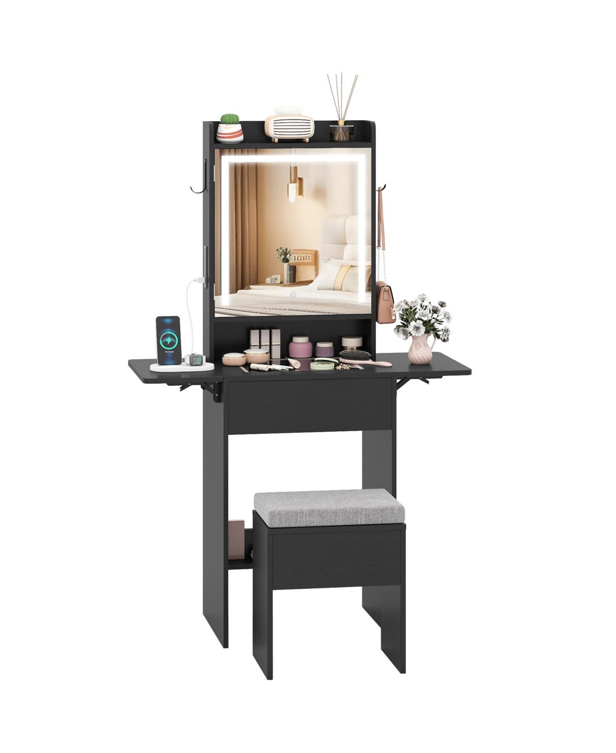 Click here for Gouun Space-Saving Vanity Desk with Led Mirror  Dr... prices