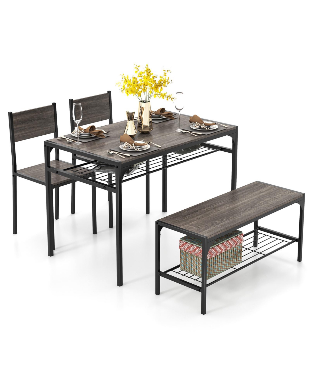 Click here for Gouun Industrial 4-Piece Dining Set with Rectangul... prices