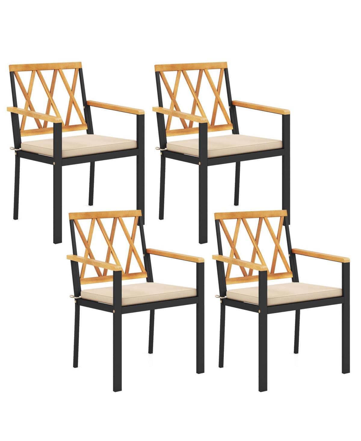 Click here for Gymax Patio Dining Chairs Set of 4 Metal Outdoor C... prices