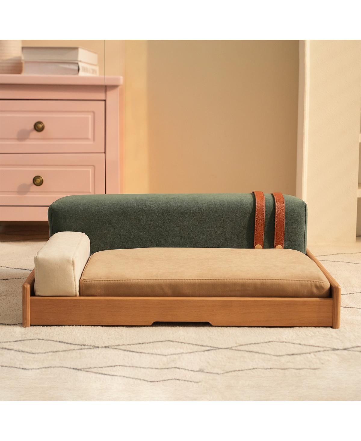 Click here for 6thdruple Modern Oak Wood Pet Sofa  Chenille Pet L... prices