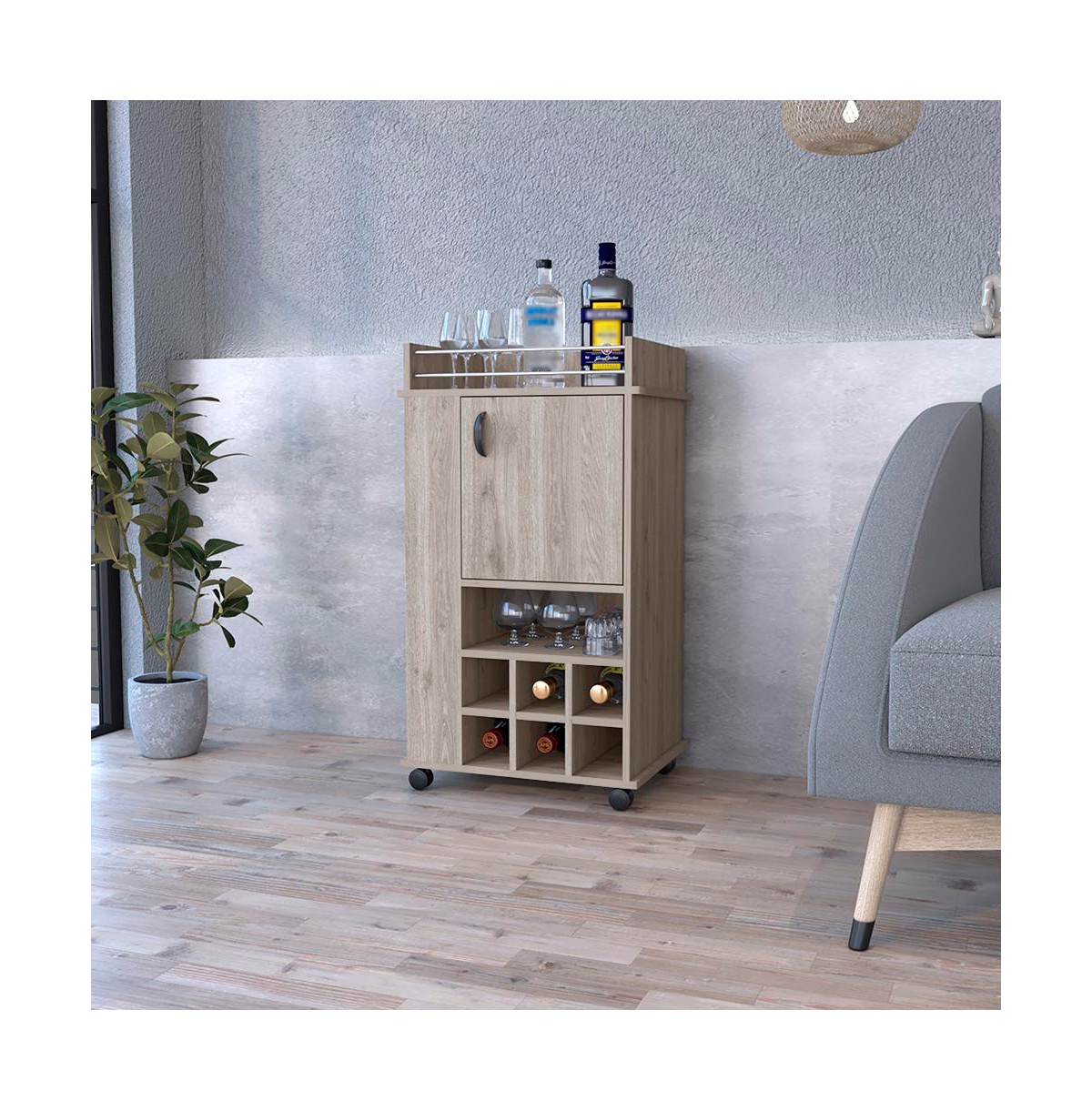 Click here for Flynama Reese Light Bar Cart with Casters  6 Wine... prices