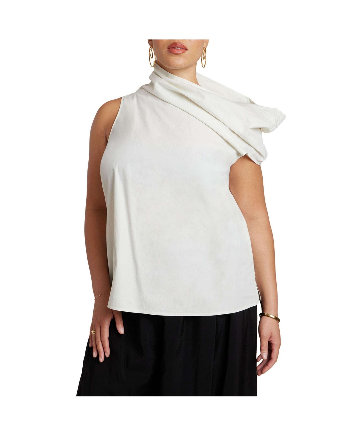 Click here for Eloquii Womens Draped Neck Sleeveless Top - Dew prices