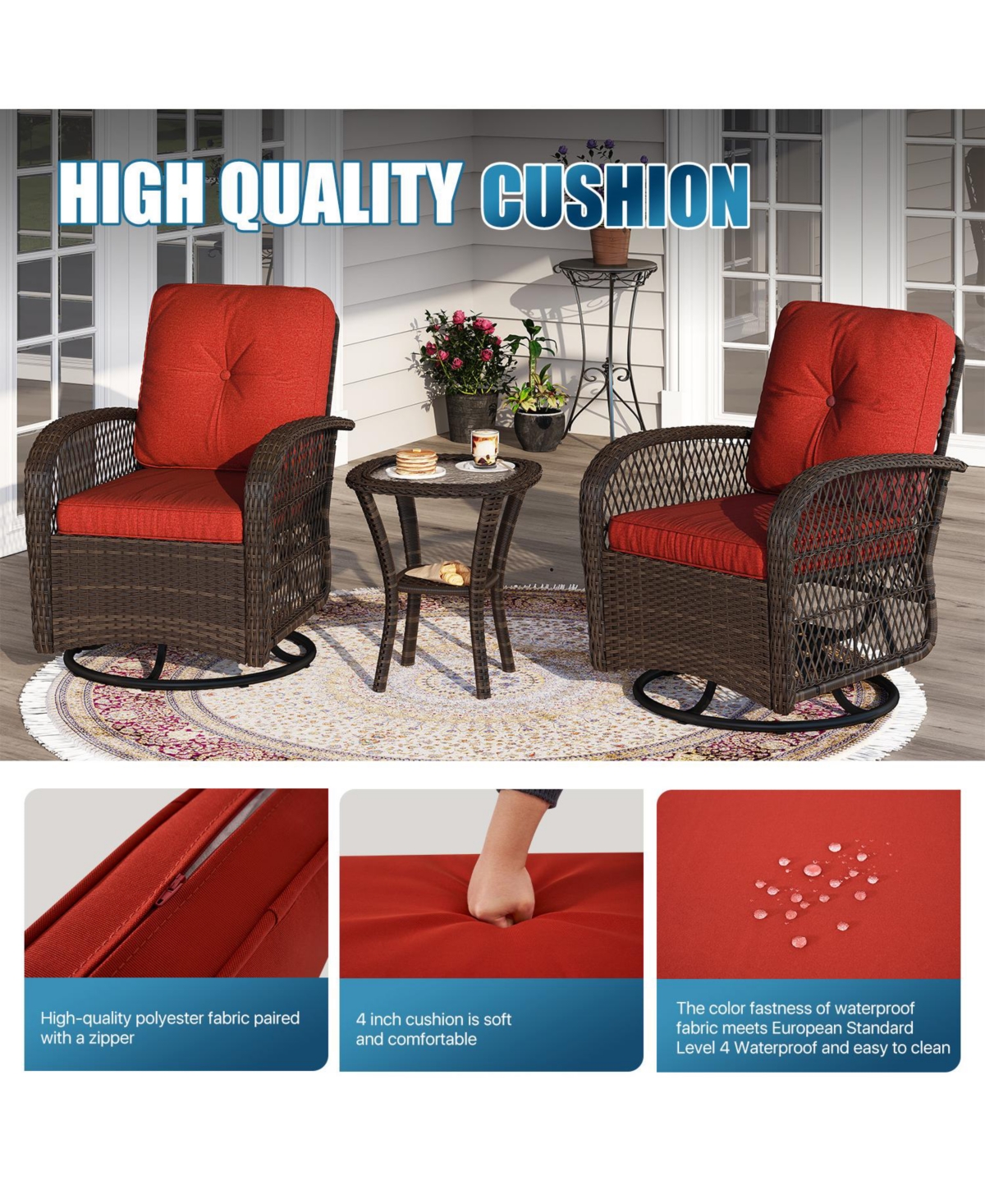 Click here for Aoxun Indoor Swivel Glider Chair 3 Piece Set Wicke... prices