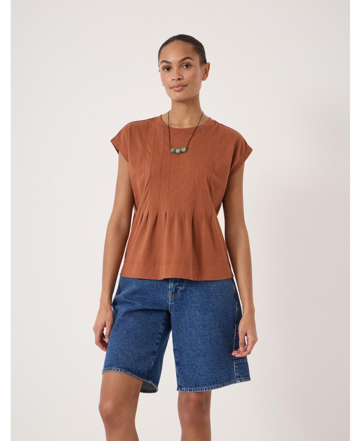 Click here for Hush Womens Ellery Pleat Release T-Shirt - Terraco... prices