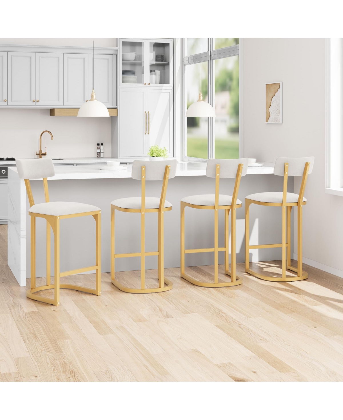 Click here for gaomon Set of 4 Counter Height Metal Bar Stools wi... prices