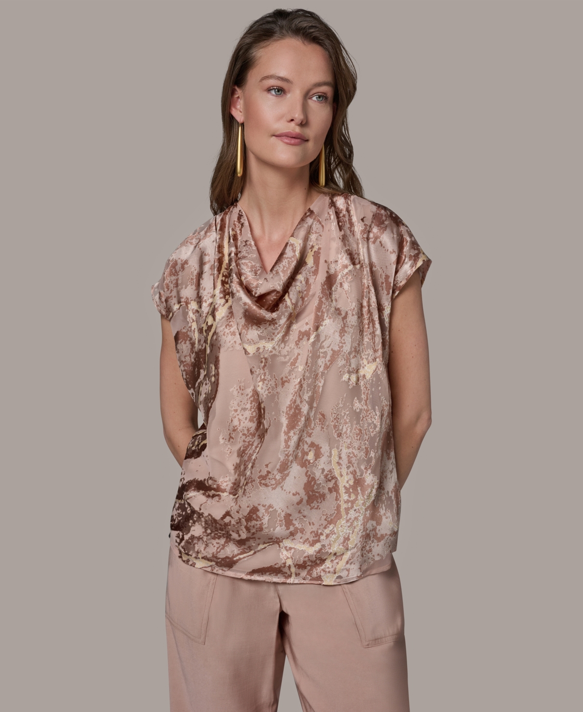 Click here for Donna Karan New York Womens Cowl Neck Top - Snow P... prices