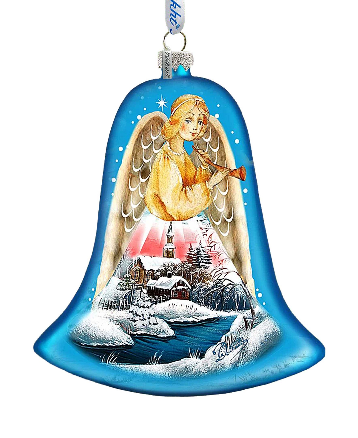 Click here for G.DeBrekht Angel Bell Glass Ornament - Multi prices